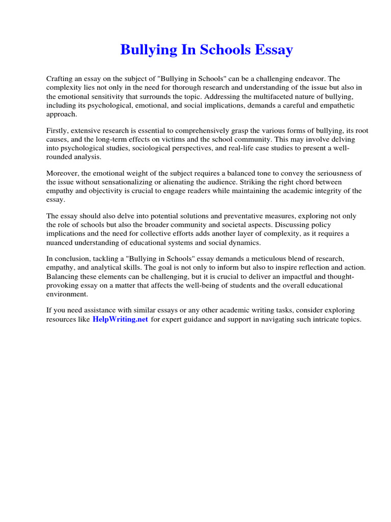Bullying in Schools Essay | PDF | Computer Security | Security