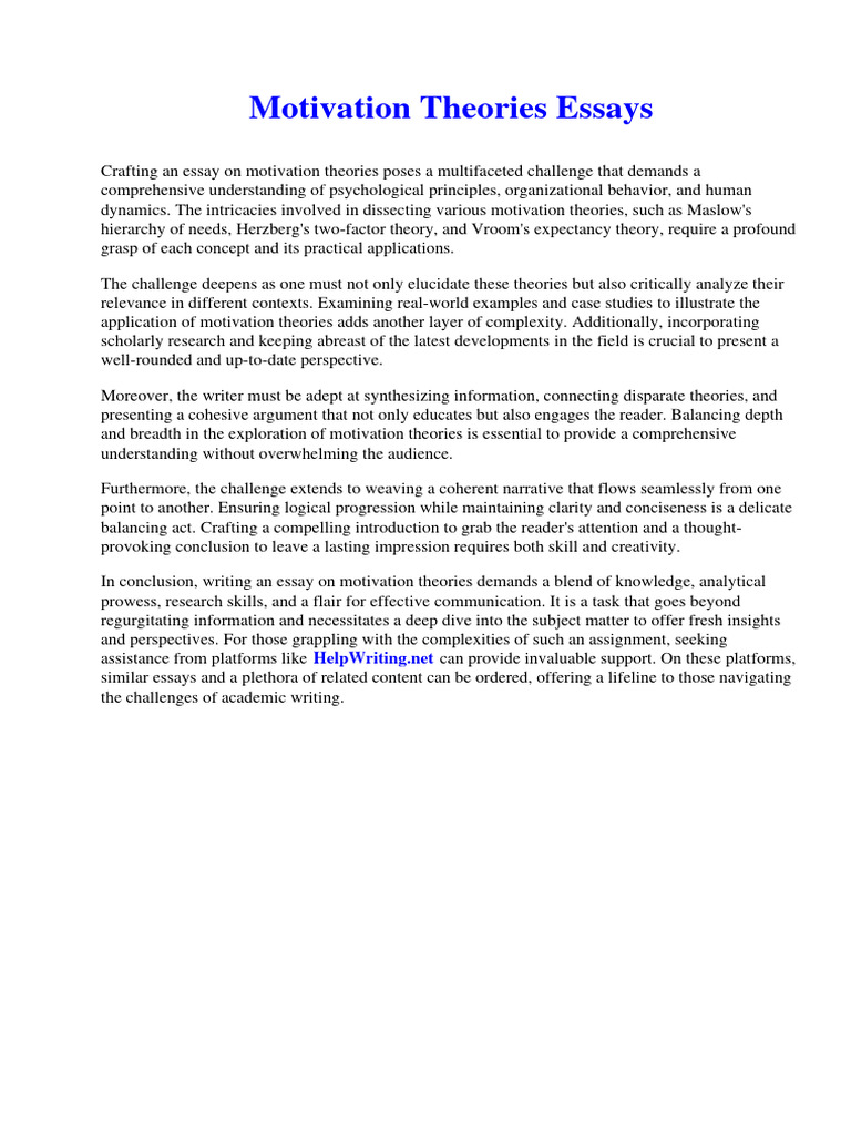 Understanding Motivation Theories in Essays | PDF | The Scarlet Letter ...