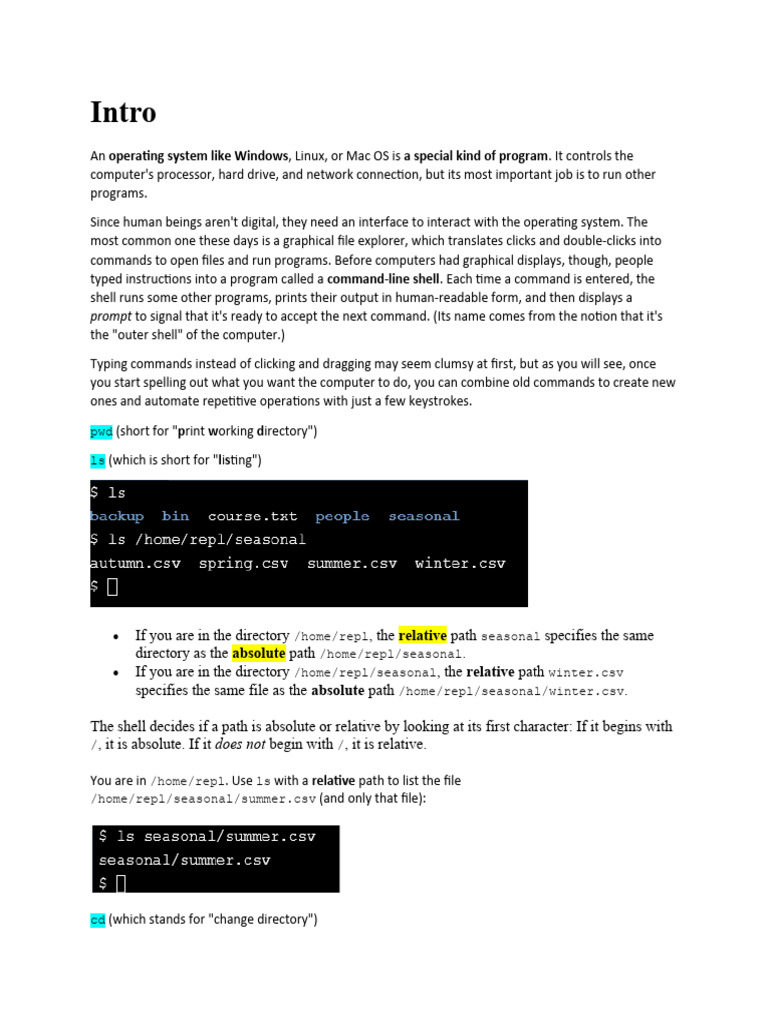 DC - Introduction To Shell | PDF | Computer File | Shell (Computing)