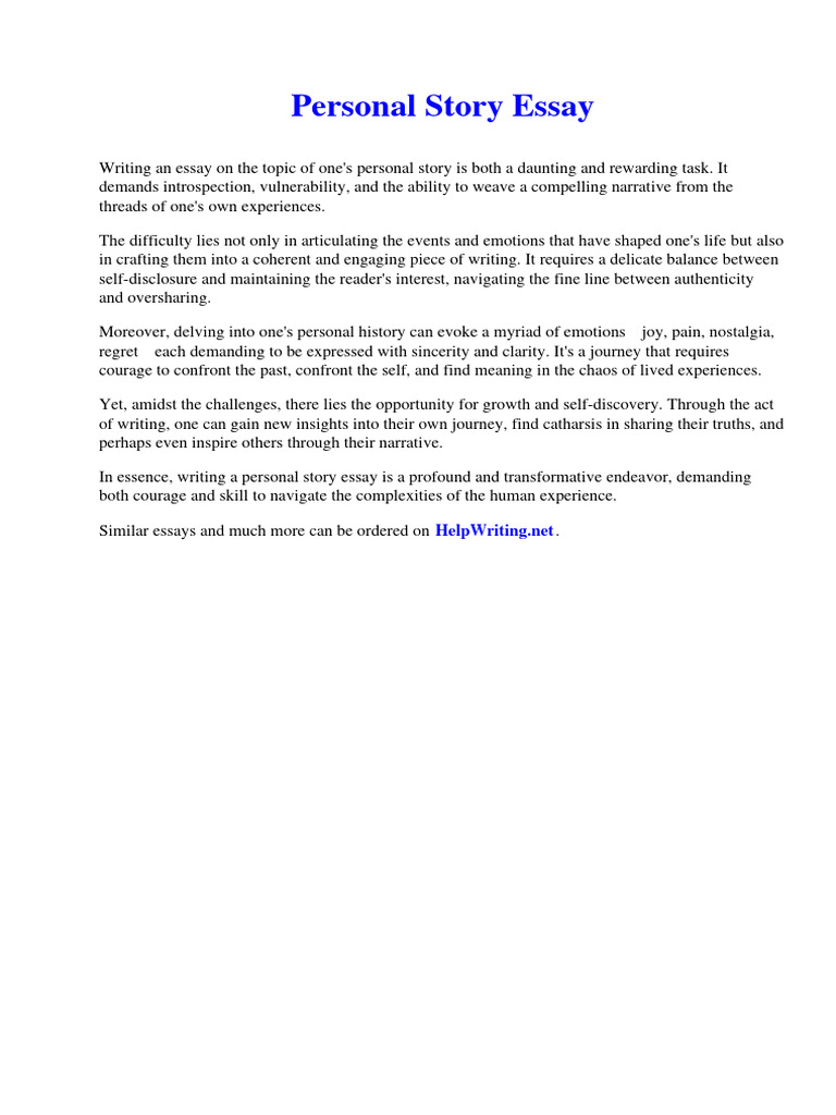 Personal Story Essay | PDF | Surgery | Patient