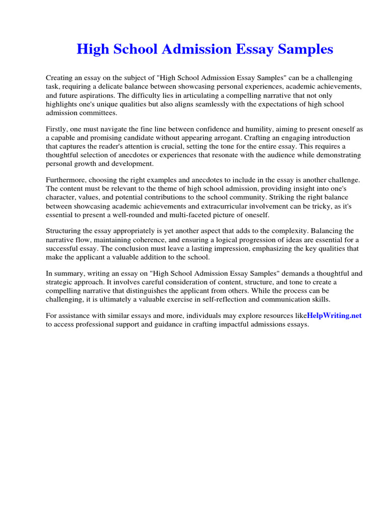 High School Admission Essay Samples | PDF | Constitutional Amendment ...