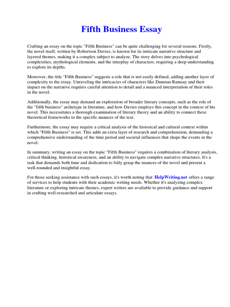 Fifth Business Essay | PDF | Multiprotocol Label Switching | Networking