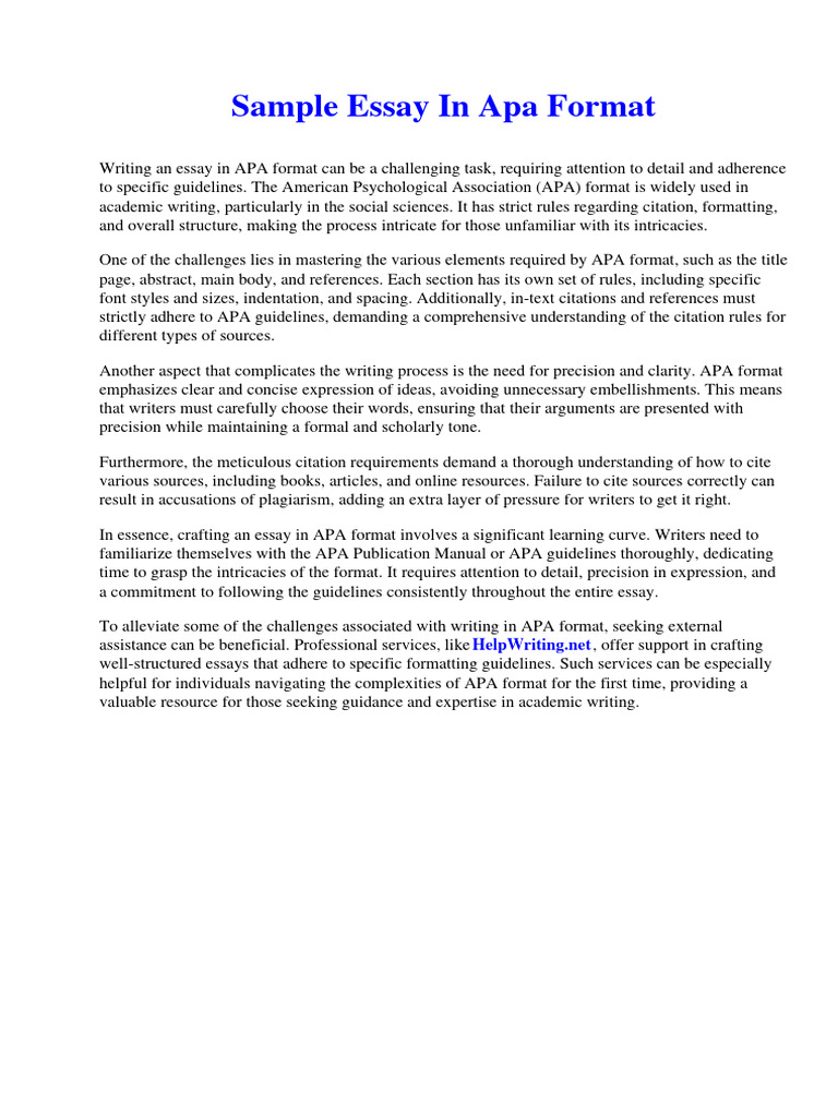 Sample Essay in Apa Format | PDF | Apa Style | Renewable Energy