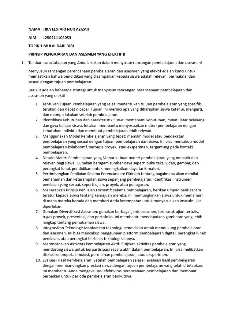 Topik 1 Mulai Dari Diri | PDF | Karier & Perkembangan