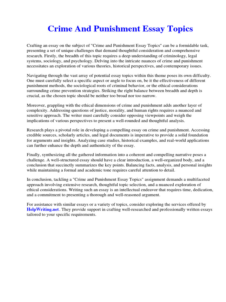 Crime and Punishment Essay Topics | PDF | Essays