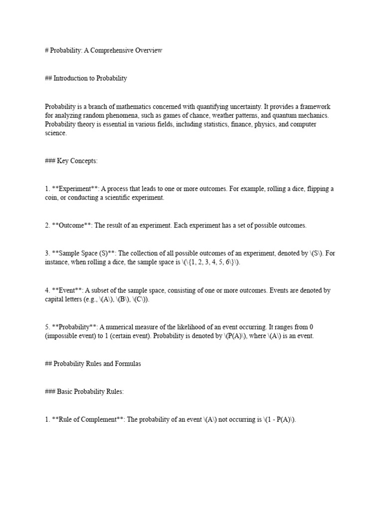 probablity notes | PDF | Probability | Probability Distribution