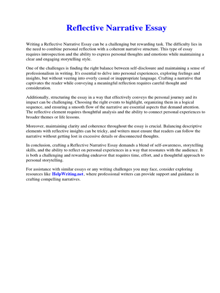 Reflective Narrative Essay | PDF | Narrative | Mentorship Reflective Narrative Essay | PDF | Narrative | Mentorship
