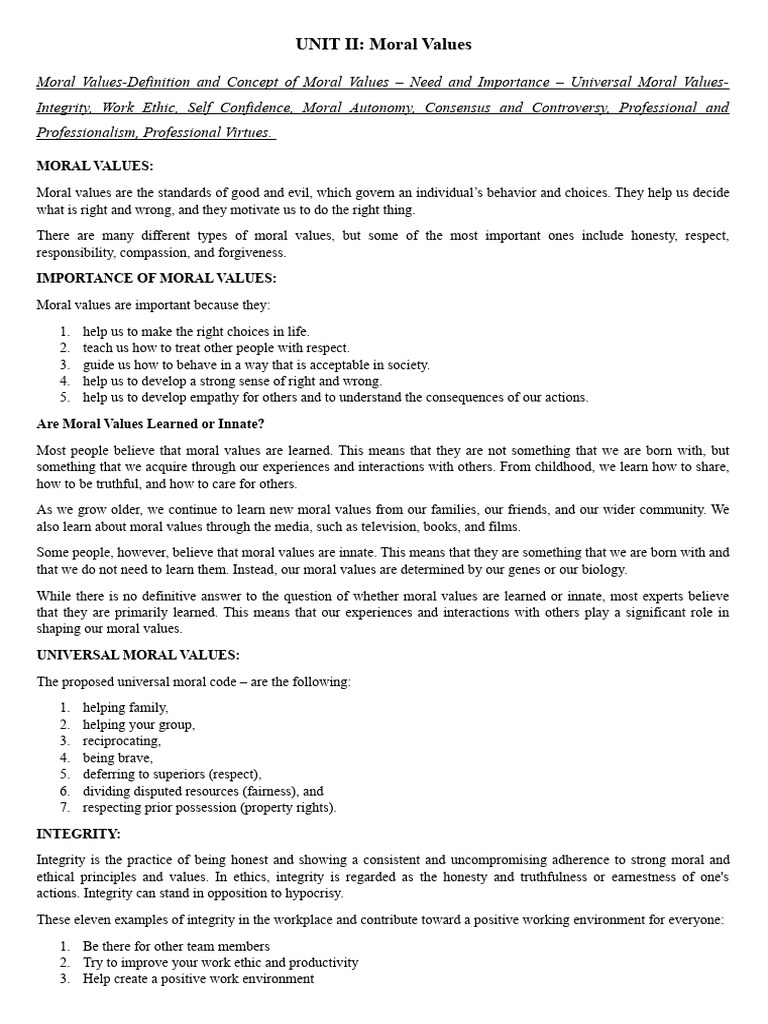 PV & E - Unit 2 | PDF | Morality | Consensus Decision Making
