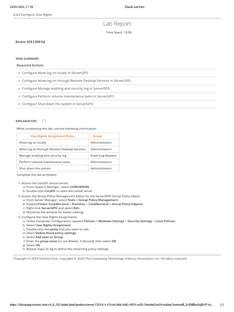 Configure User Rights | PDF | Group Policy | Remote Desktop Services