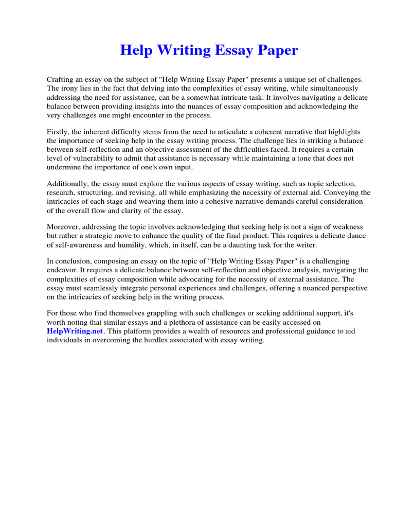 Help Writing Essay Paper | PDF | Cognitive Development