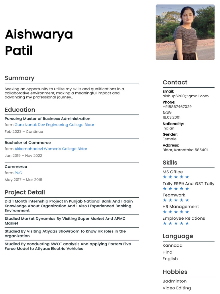 Aishwarya Resume 91 | PDF | Business