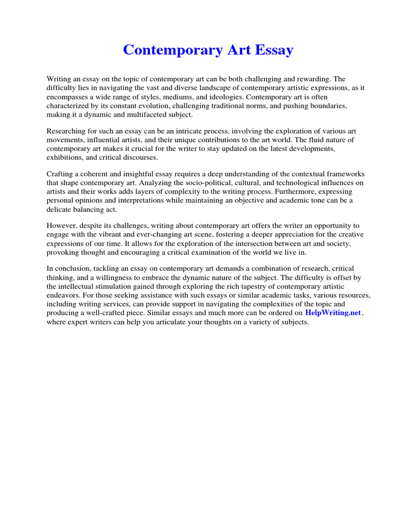 Contemporary Art Essay | PDF | Self Actualization | Contemporary Art