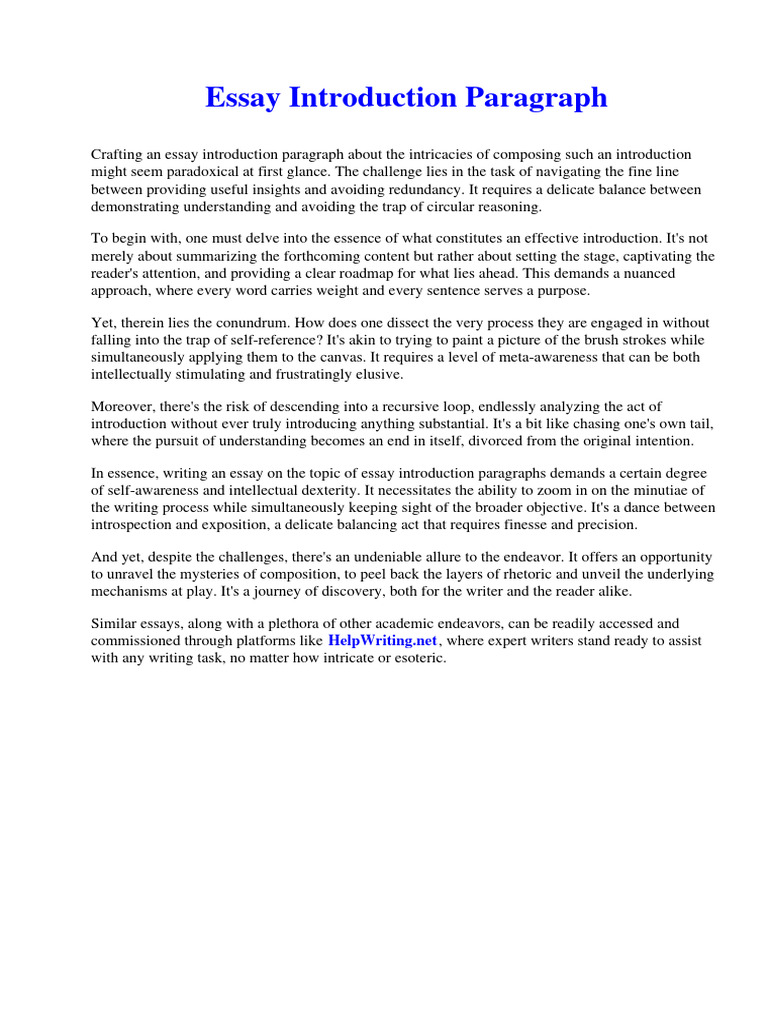 Essay Introduction Paragraph | PDF | Car | Automotive Industry