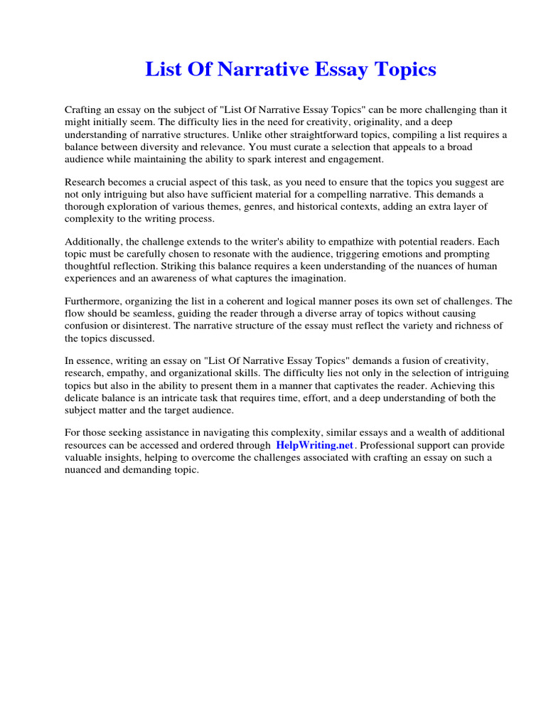 List of Narrative Essay Topics | PDF | Stoicism | Retina