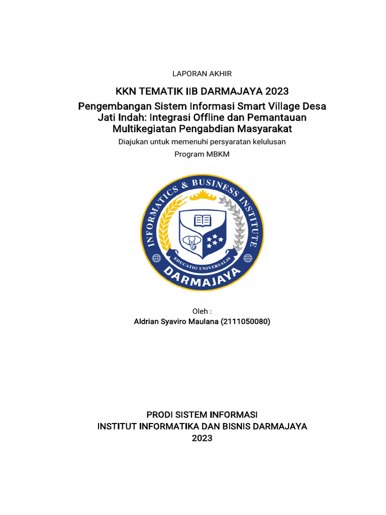 Laporan Akhir Kelompok 2 KKN Tematik Iib Darmajaya 2023 Iib Darmajaya | PDF