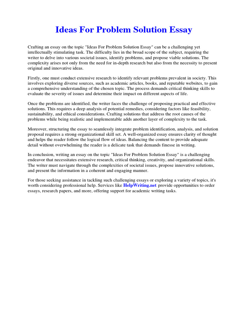 Ideas For Problem Solution Essay | PDF | Critical Thinking | Essays