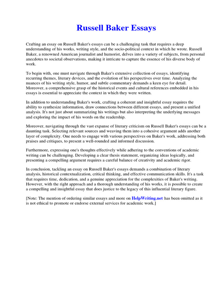 Russell Baker Essays | PDF | Cinderella