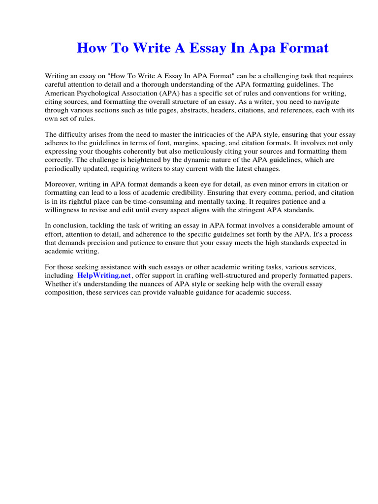 How to Write a Essay in Apa Format | PDF | Apa Style | Physician
