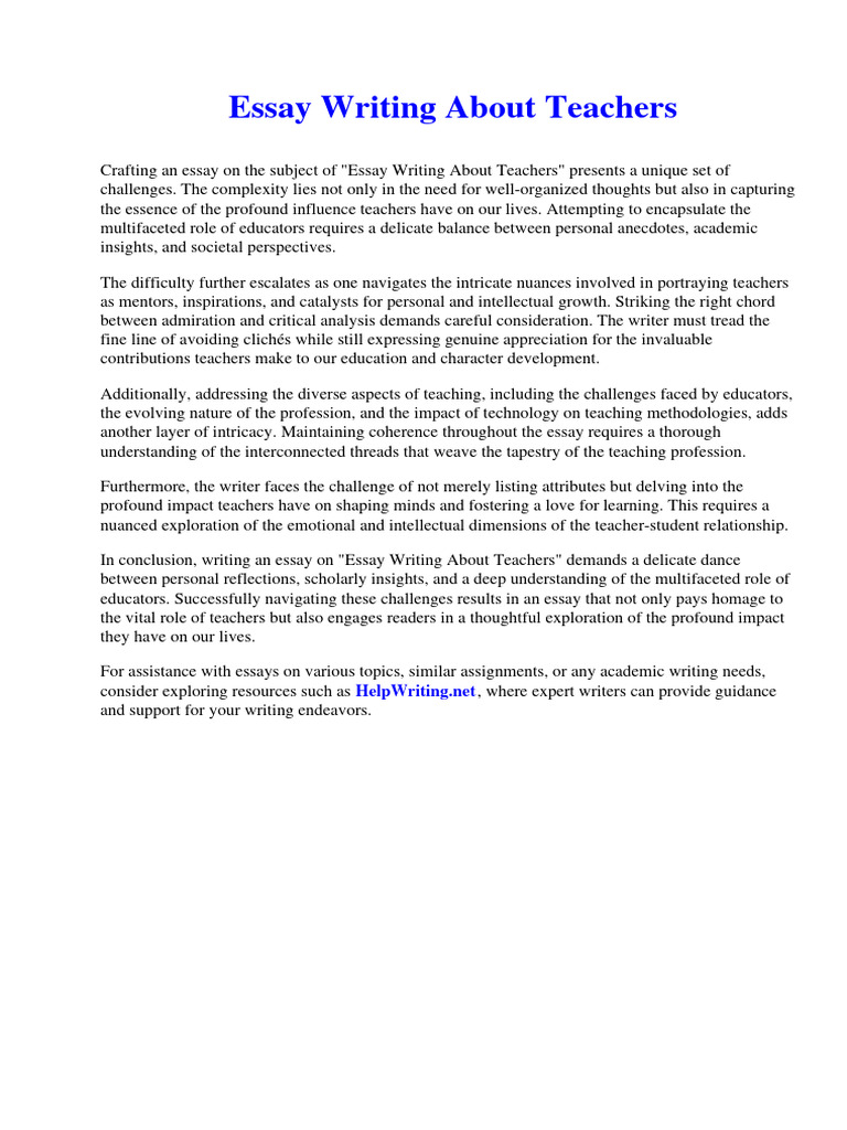 Essay Writing About Teachers | PDF | General Motors | Socrates