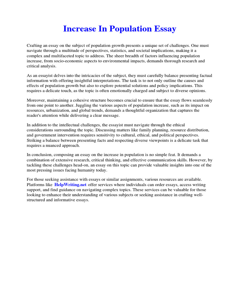 Increase in Population Essay | PDF | United States Bill Of Rights ...