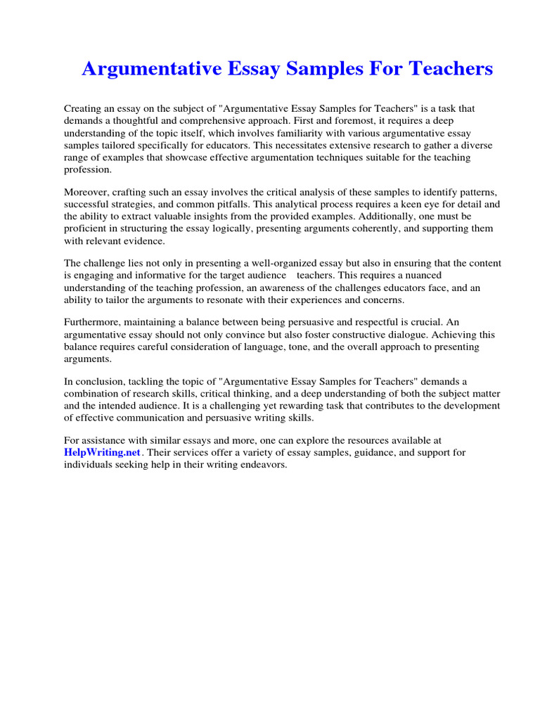 Argumentative Essay Samples For Teachers | PDF | Lenovo | Essays