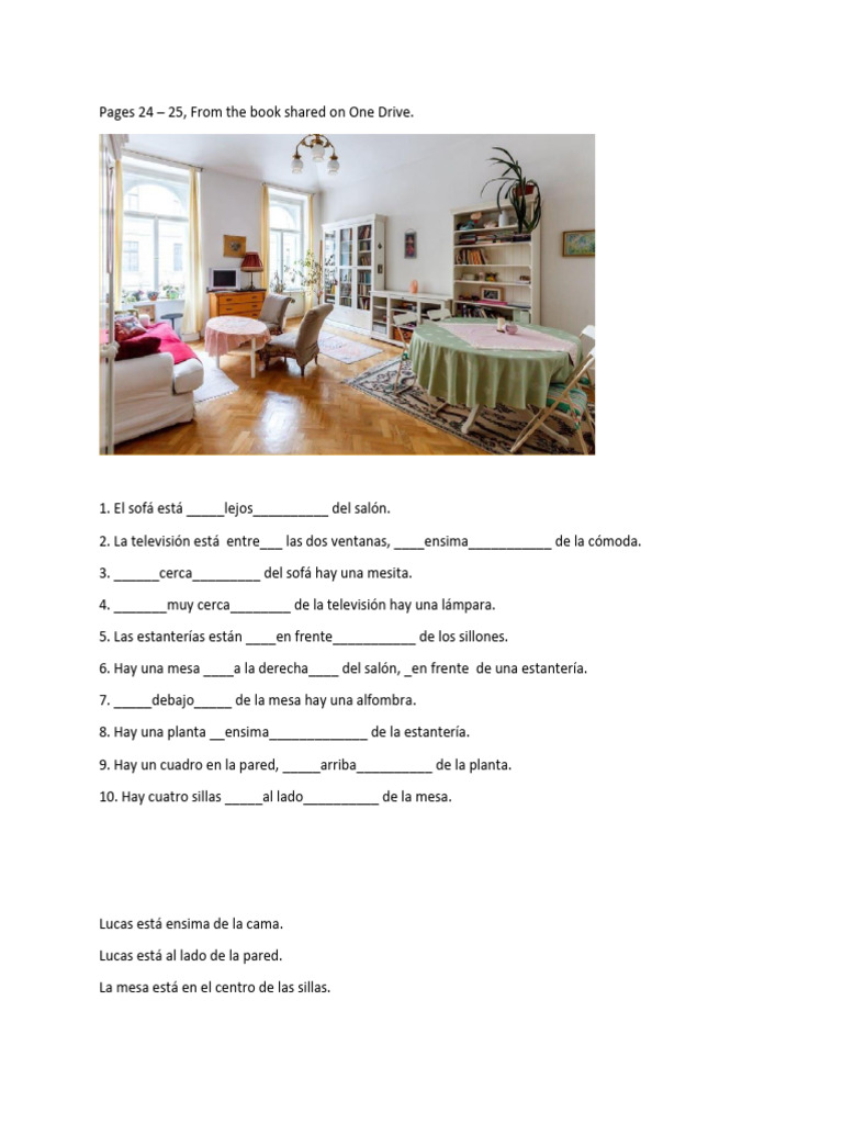 Spanish Lesson PREPOSITIONS | PDF