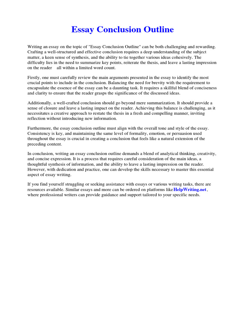 Essay Conclusion Outline | PDF | Essays | Breastfeeding