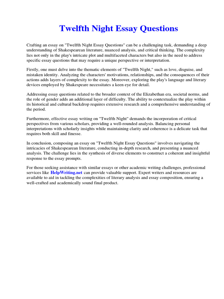 Twelfth Night Essay Questions Pdf Running Essays