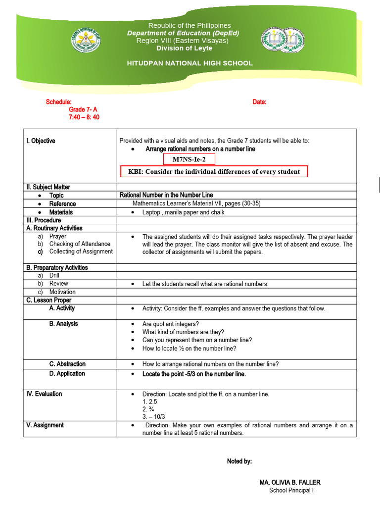 LP Math 7 (6) (Arrange Rational Nos.) | PDF | Numbers | Mathematics