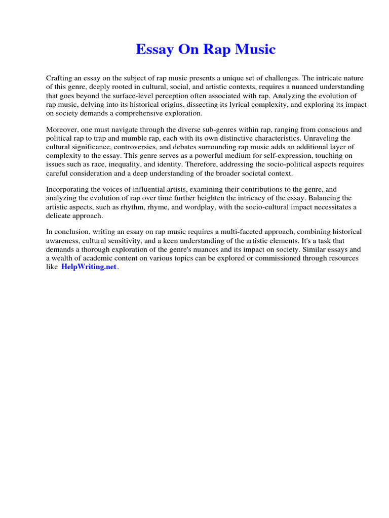 Essay On Rap Music | PDF | Wwe | Professional Wrestling