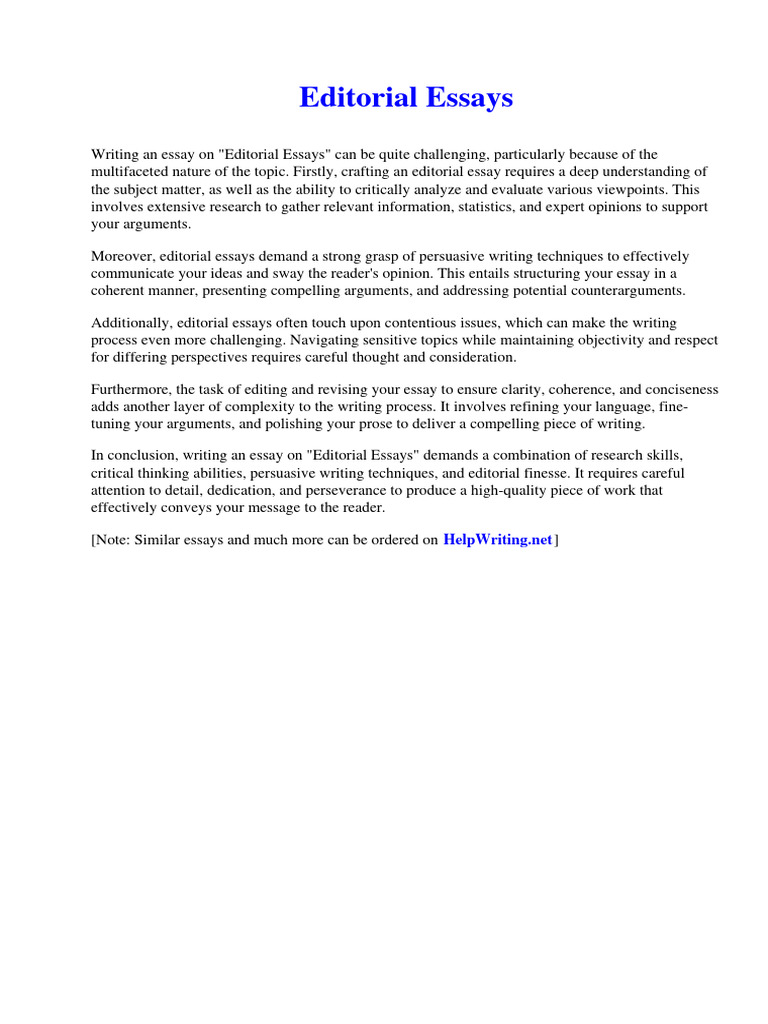 Editorial Essays | PDF | Essays | Argument