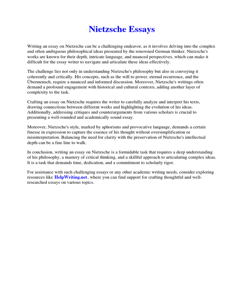 Nietzsche Essays | PDF | Friedrich Nietzsche | Databases