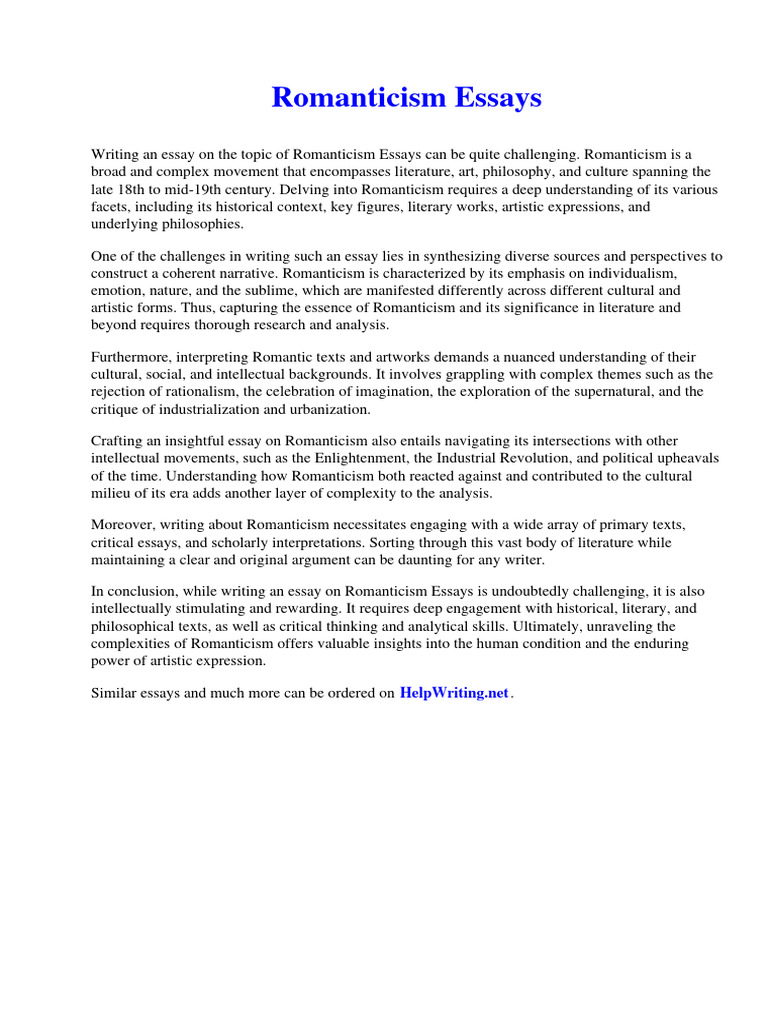 Romanticism Essays | PDF | Romanticism | Puritans