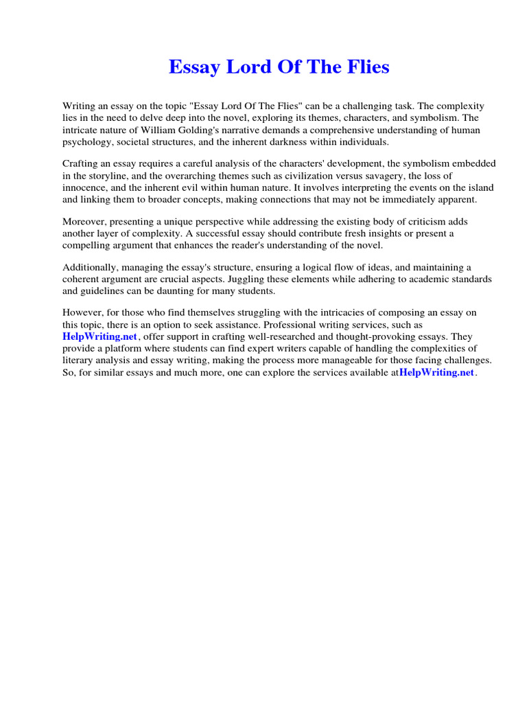 Essay Lord of The Flies | PDF | Materials | Physical Sciences