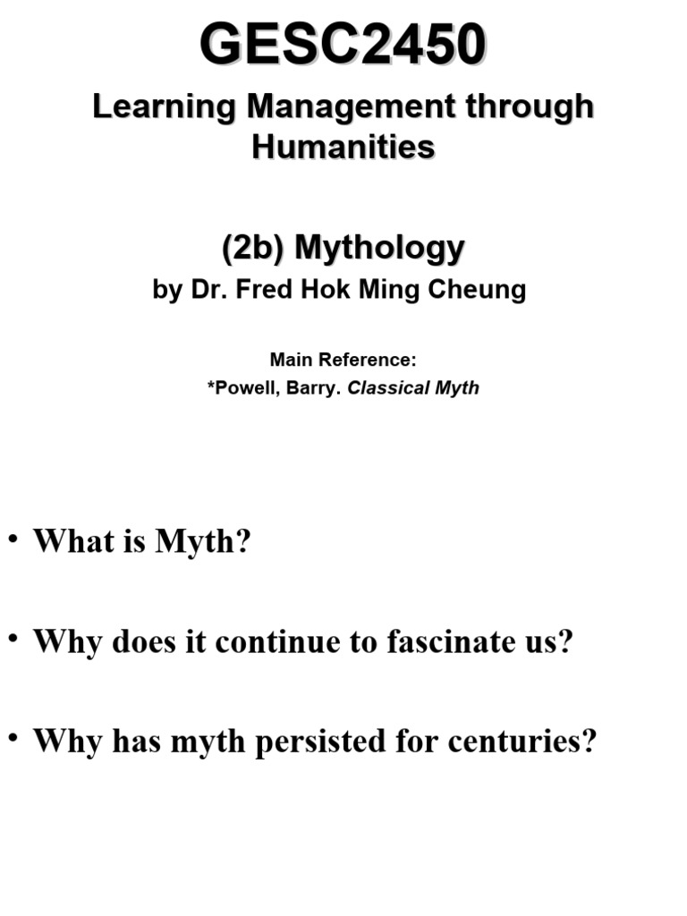 GESC2450, 2b, Brief Introduction To Comparative Mythology by Fred ...