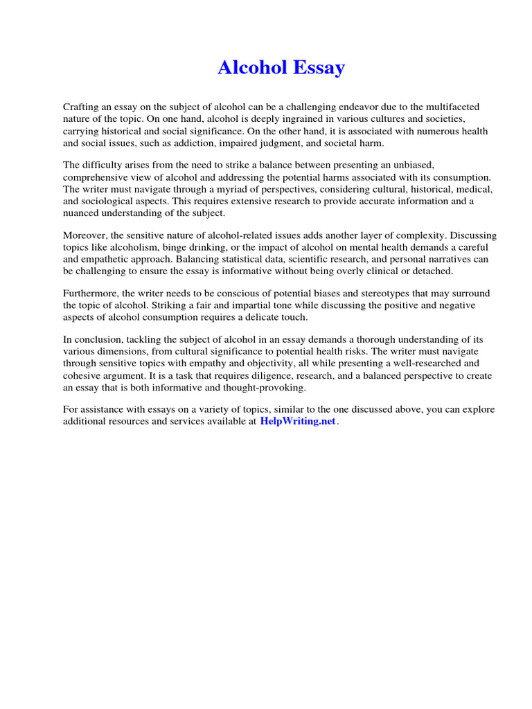 Alcohol Essay | PDF | Personality Disorder | Mental Disorder
