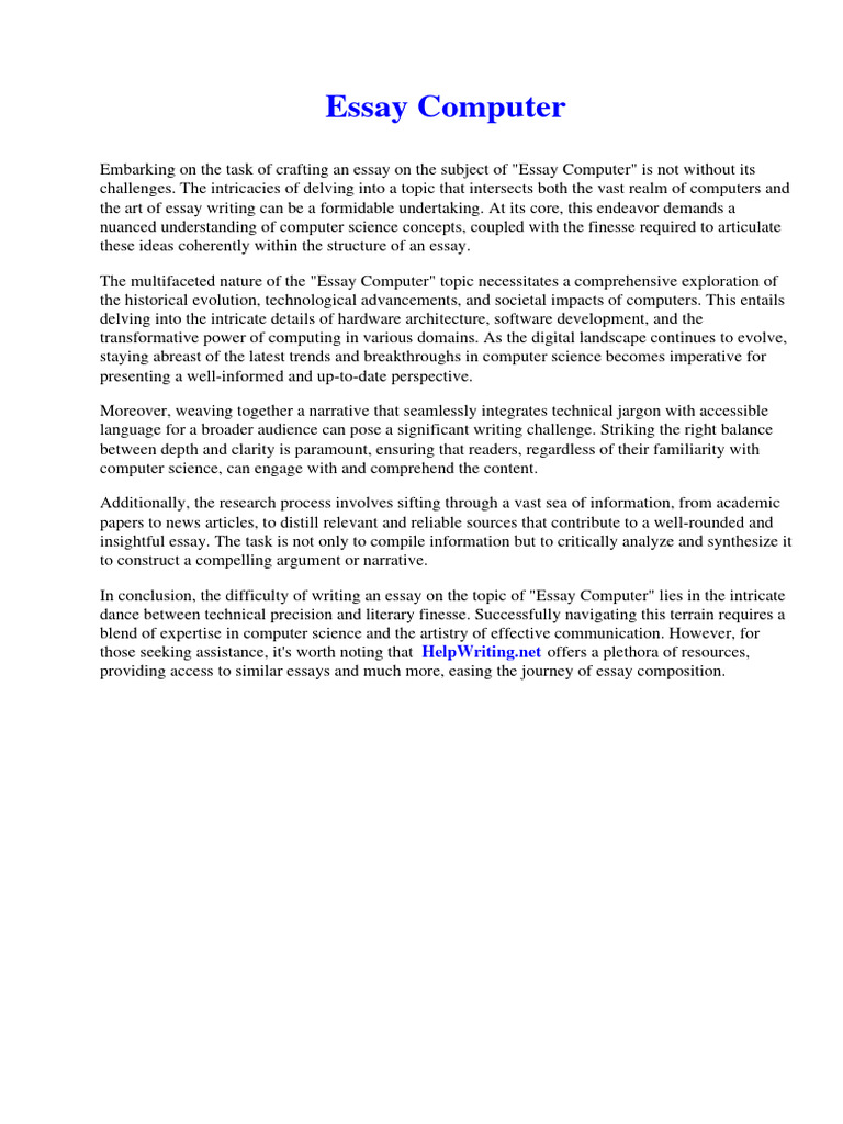 Essay Computer Pdf Sears Essays