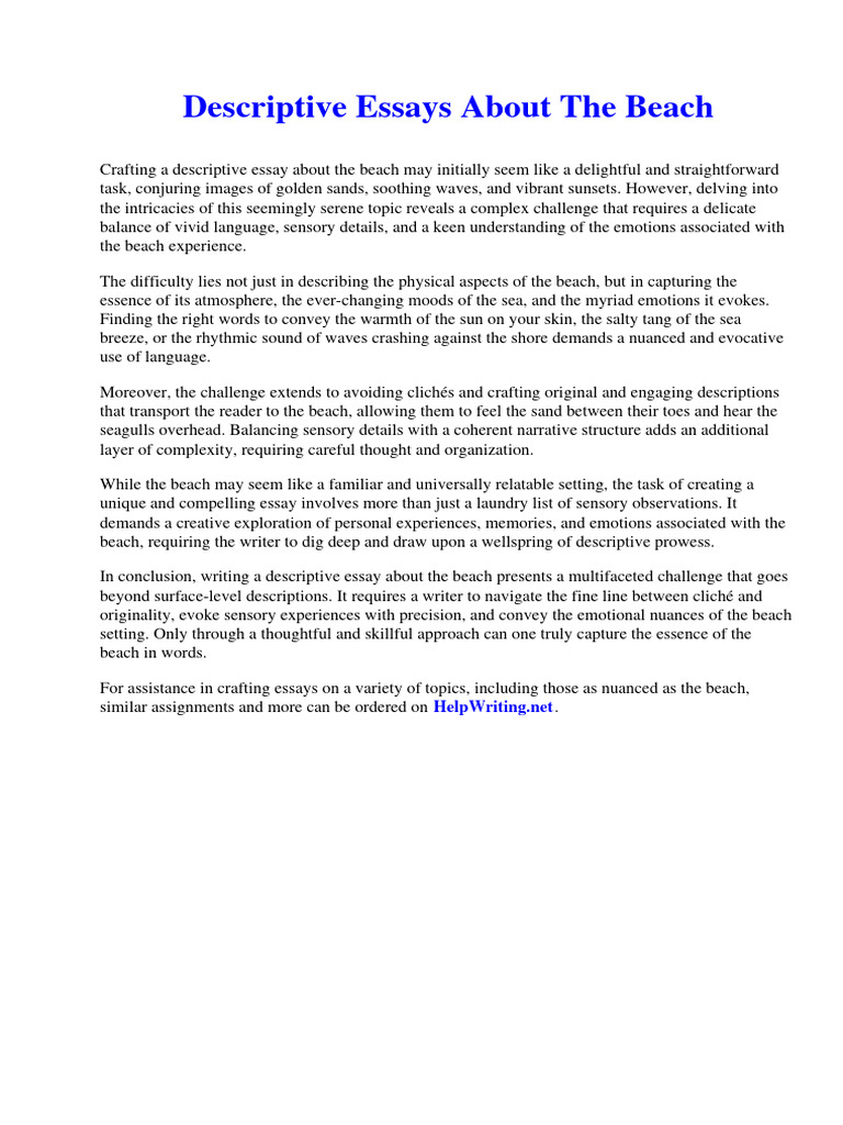 Descriptive Essays About the Beach | PDF | Physical Therapy | Acupuncture