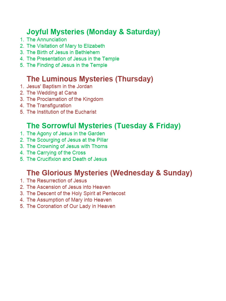 Mysteries of The Rosary - 3 | PDF | Science & Mathematics