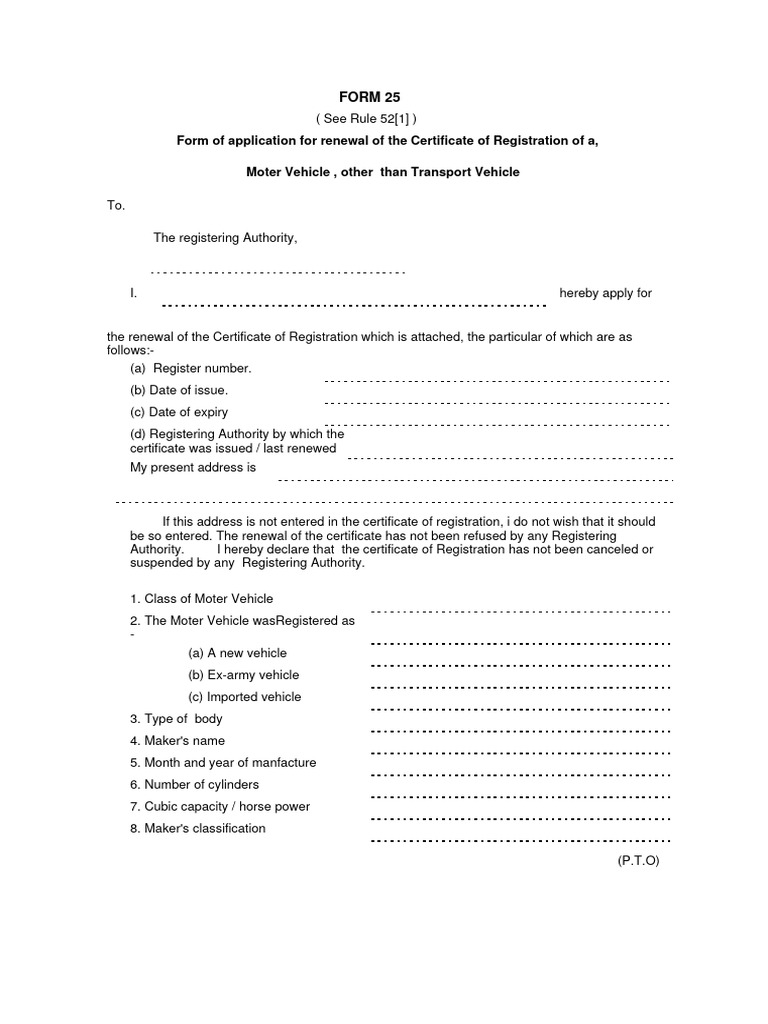 Form 25 | PDF | Motor Vehicle | Transport