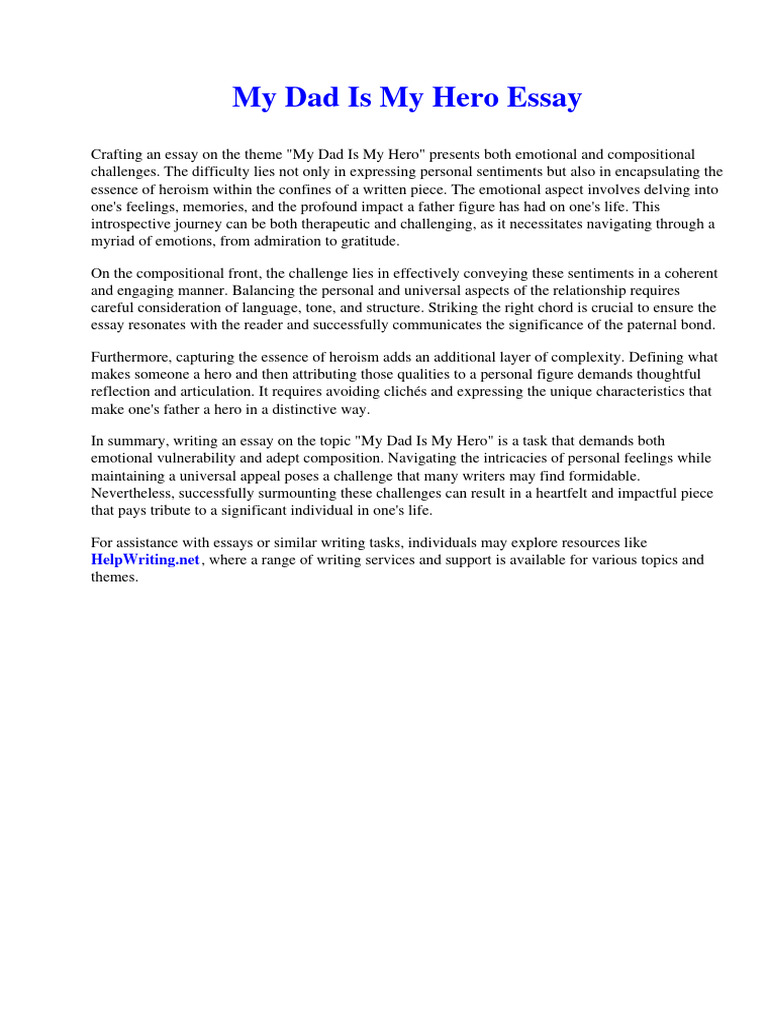 My Dad Is My Hero Essay | PDF | Psychoanalysis | Sigmund Freud