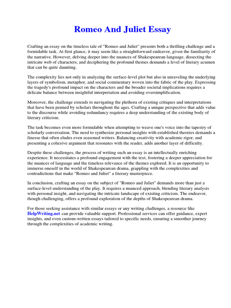 Romeo and Juliet Essay | PDF | Gothic Architecture | Plato