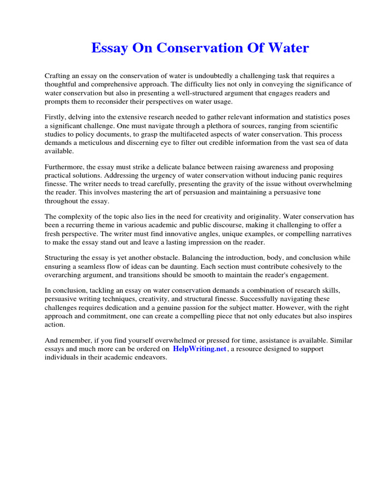 Essay On Conservation of Water | PDF | Whaling | Whales