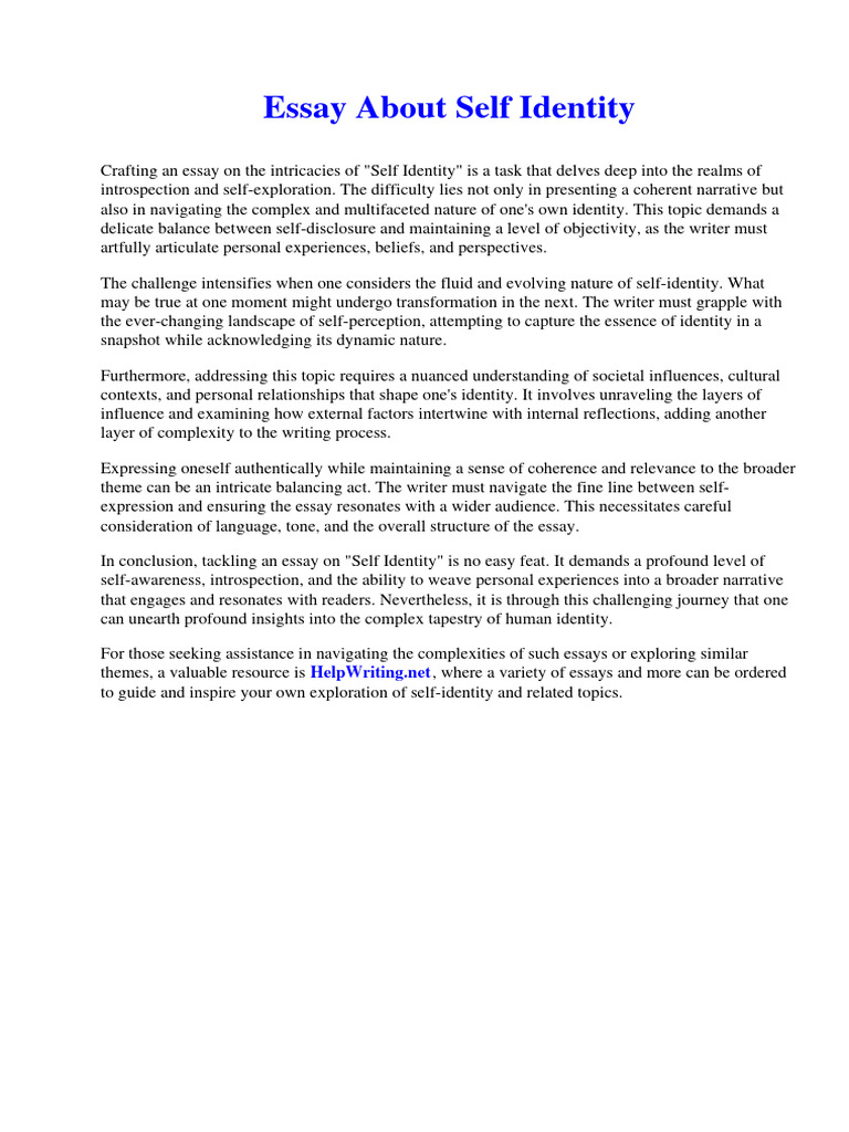 Essay About Self Identity | PDF | Identity (Social Science)