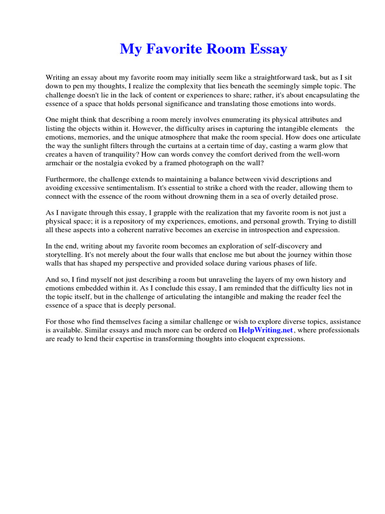 My Favorite Room Essay | PDF | Experience | Essays