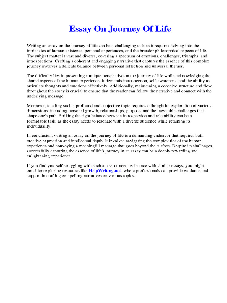 Essay On Journey of Life | PDF | Bmw | Essays