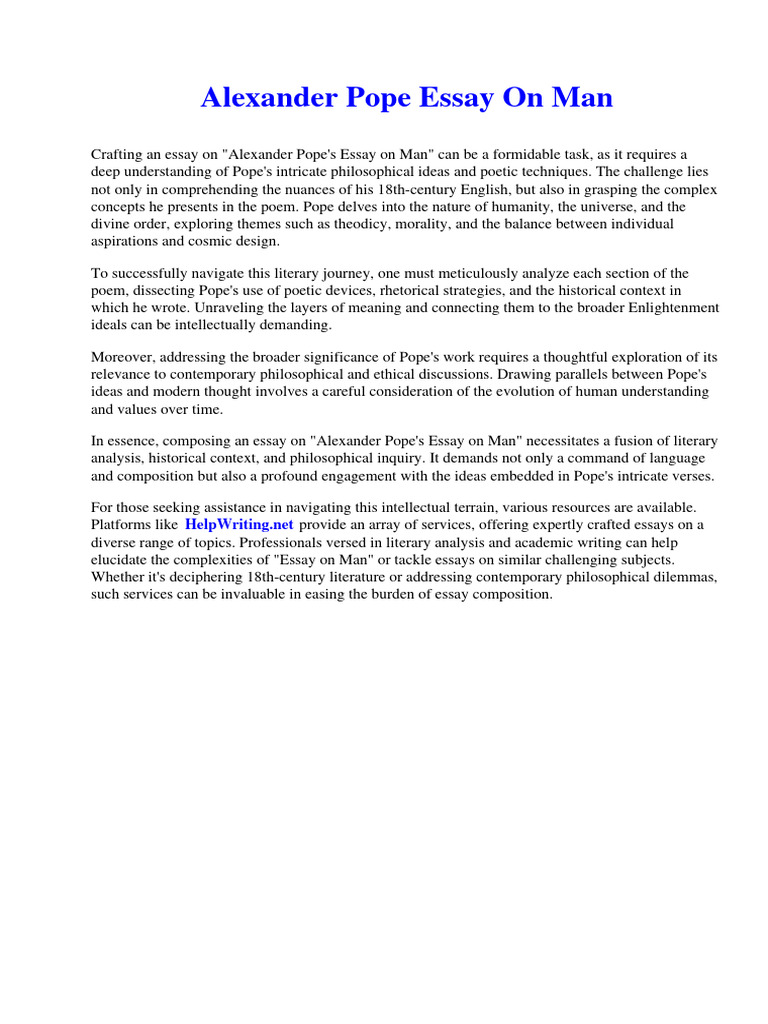 Alexander Pope Essay On Man | PDF | Surveillance | Corporate Social ...
