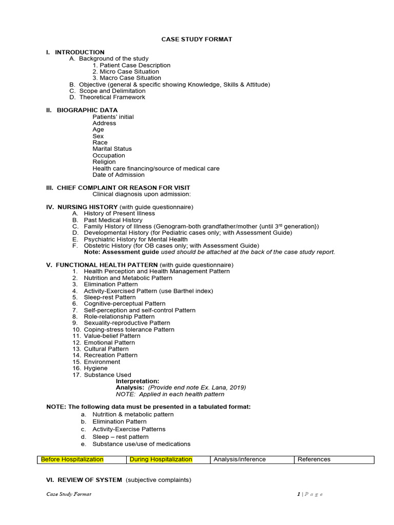 Case Study Format | PDF | Medical Diagnosis | Nursing