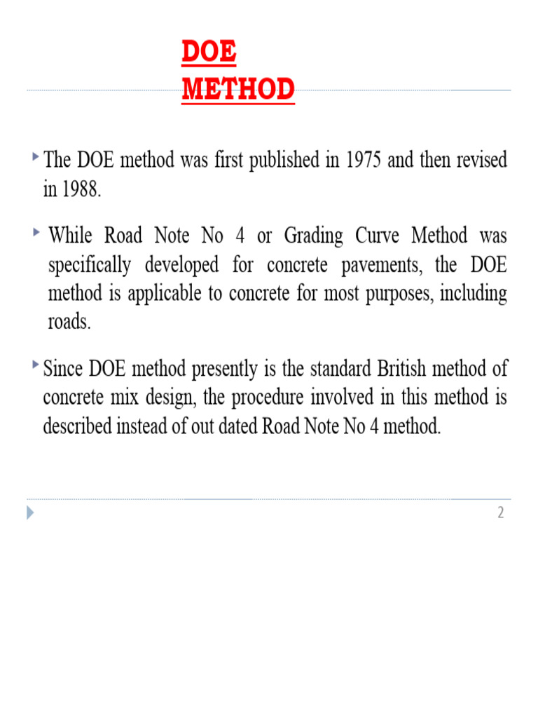 DOE Method for Concrete Mix Design | PDF | Concrete | Materials