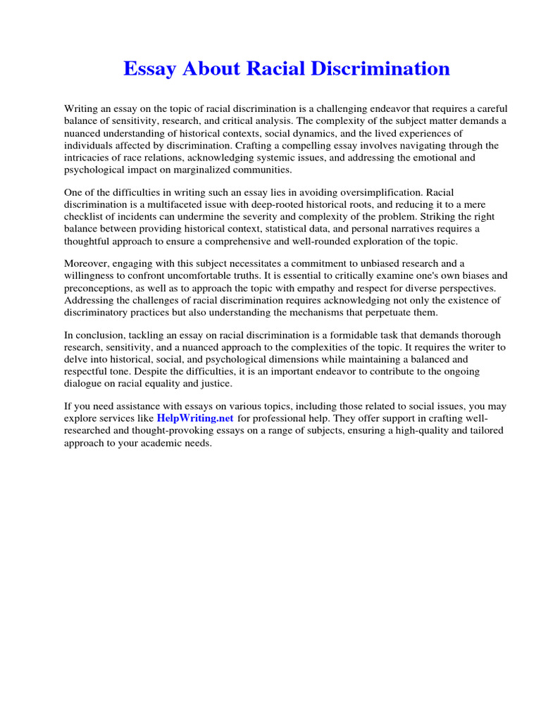 Essay About Racial Discrimination | PDF | Sonnets | Poetry